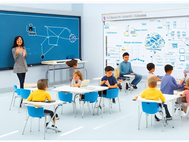 Premium AI Image | classroom scene including whiteboard students tables ... Premium AI Image | classroom scene including whiteboard students tables ...