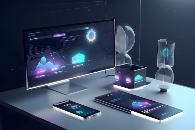 Clean Web Dashboard Table Web Template For Programming And Software Development Holographic