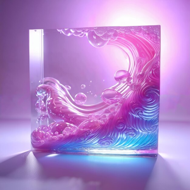 Premium Photo Clear Glass Block With Water And Bubbles