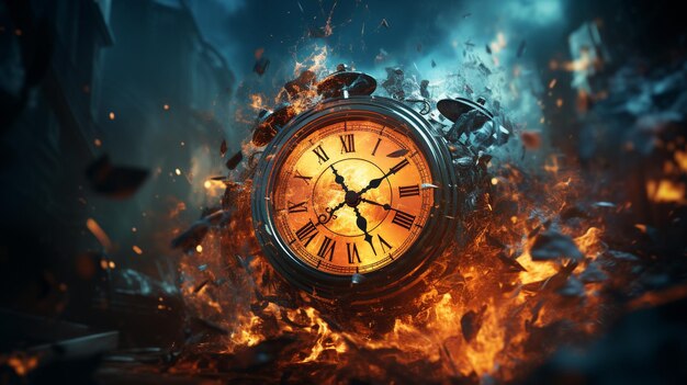 Premium AI Image | Clock in fire Generative Ai Premium AI Image | Clock in fire Generative Ai