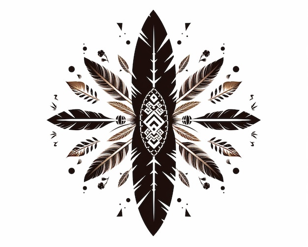 Premium AI Image | a close up of a black and white drawing of a feather ... Premium AI Image | a close up of a black and white drawing of a feather ...