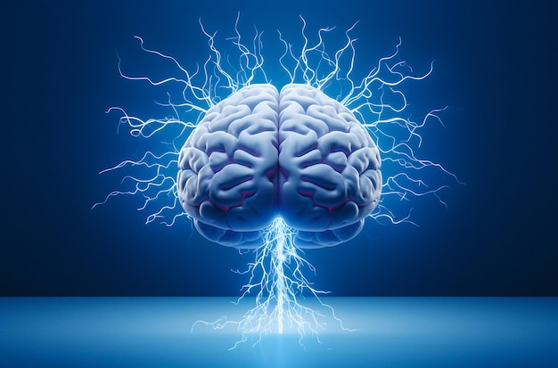 Premium AI Image | a close up of a brain with a lightning bolt coming ... Premium AI Image | a close up of a brain with a lightning bolt coming ...