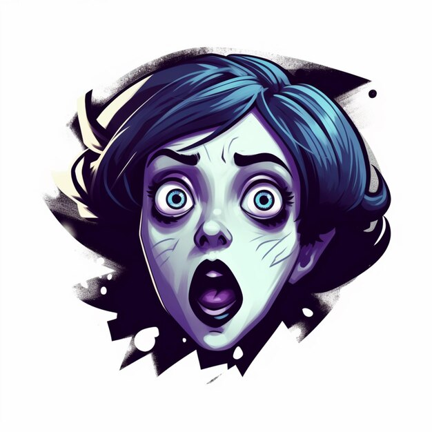 Premium Ai Image A Close Up Of A Cartoon Of A Woman With Blue Hair