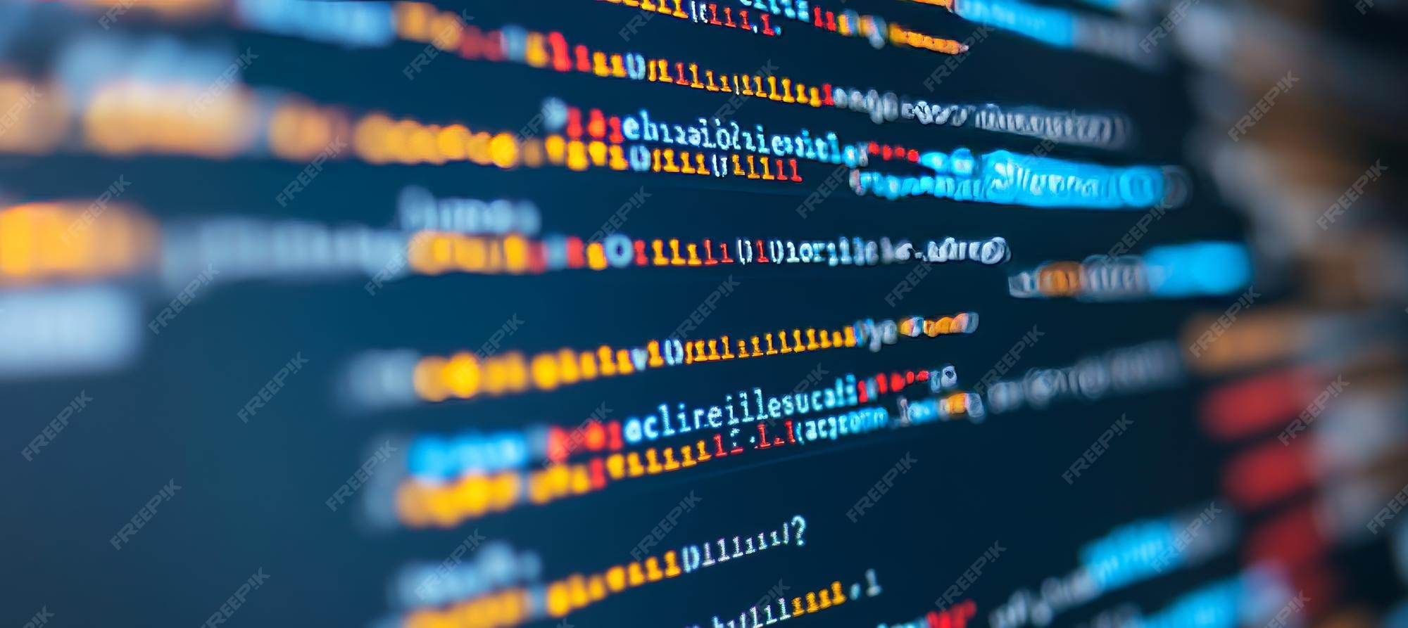 Close Up Of Computer Code Programming Language Script Abstract Technology Background Premium