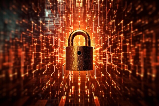 Premium AI Image | A close up of a lock on a digital background ... Premium AI Image | A close up of a lock on a digital background ...