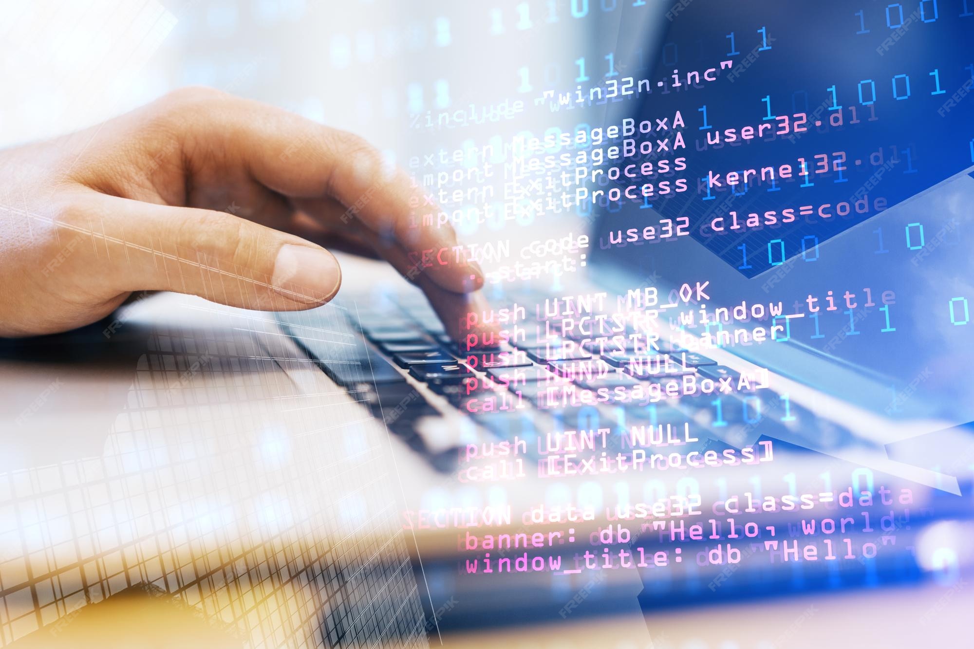 Premium Photo | Close up of male hand using laptop keyboard with ...