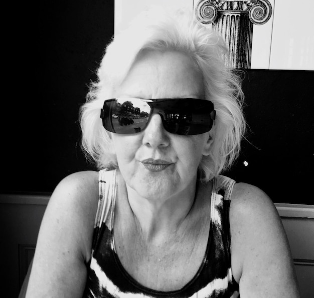 Premium Photo Close Up Of Mature Woman Wearing Sunglasses