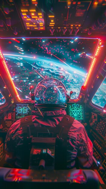 A close up of a person in a spaceship looking at a screen generative ai ... A close up of a person in a spaceship looking at a screen generative ai ...