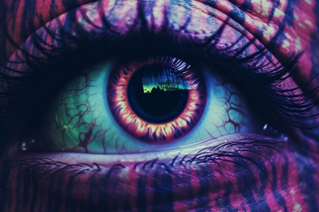 Premium AI Image | a close up of a persons eye with a colorful eye Premium AI Image | a close up of a persons eye with a colorful eye