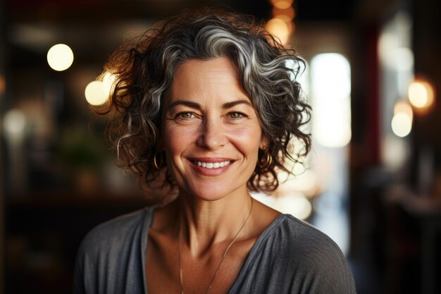 Premium Photo | Close up portrait of an modern mature woman smiling in ... Premium Photo | Close up portrait of an modern mature woman smiling in ...
