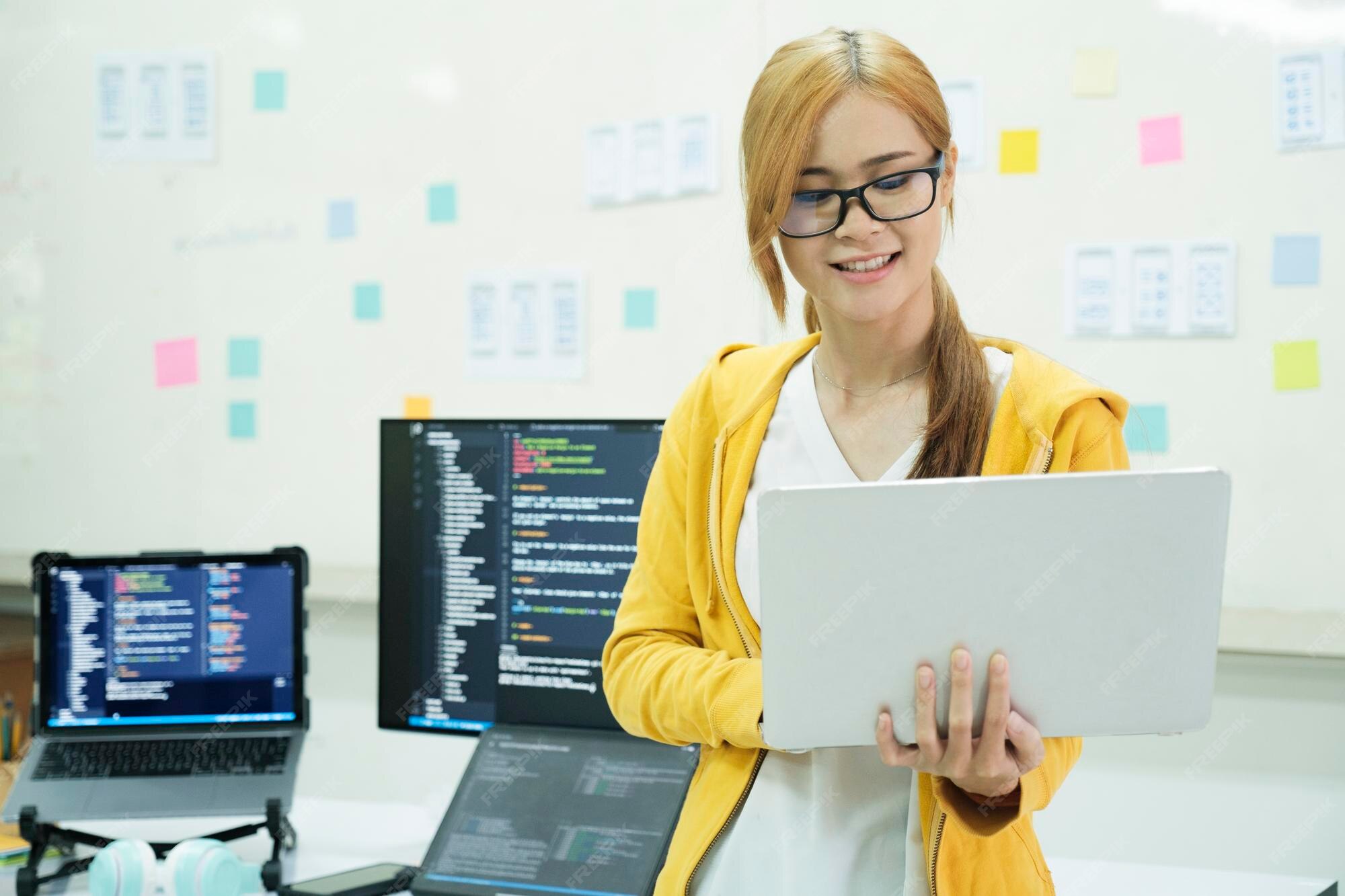 Premium Photo | Close up programmer is coding and programming software