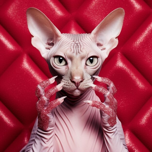 Premium Ai Image Close Up Of A Sphynx Cat Dressed