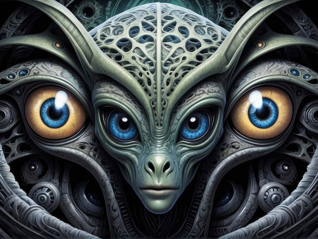 Premium Photo | A close up of a strange looking alien face with blue ... Premium Photo | A close up of a strange looking alien face with blue ...