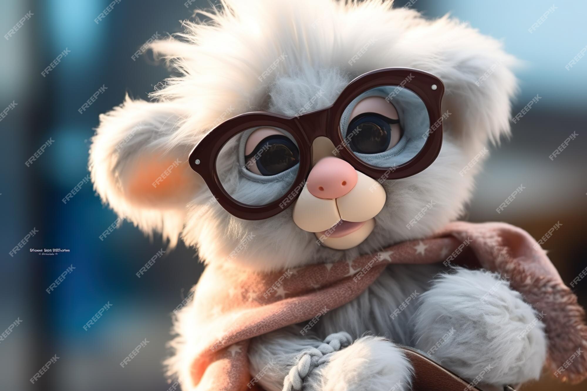 Premium AI Image | Close up of a stuffed animal wearing glasses ... Premium AI Image | Close up of a stuffed animal wearing glasses ...