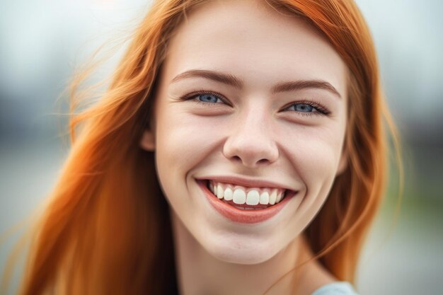 Premium Photo Closeup Of A Cheerful Young Woman