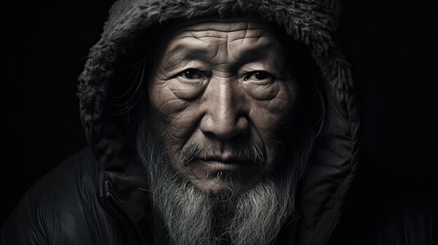 Premium Ai Image Closeup Of An Elderly Eskimo Man