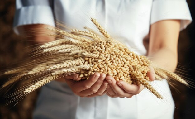 Premium AI Image | Closeup hands worker holds grain for production of ... Premium AI Image | Closeup hands worker holds grain for production of ...
