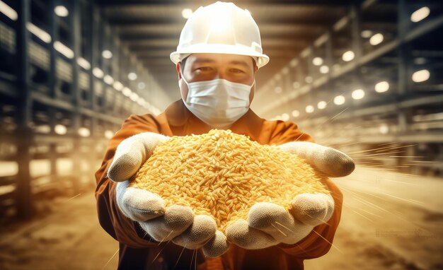 Premium AI Image | Closeup hands worker holds grain for production of ... Premium AI Image | Closeup hands worker holds grain for production of ...