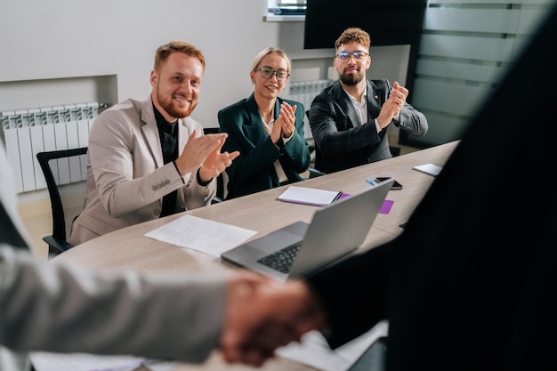 Premium Photo | Closeup of handshaking unrecognizable male team leader ... Premium Photo | Closeup of handshaking unrecognizable male team leader ...