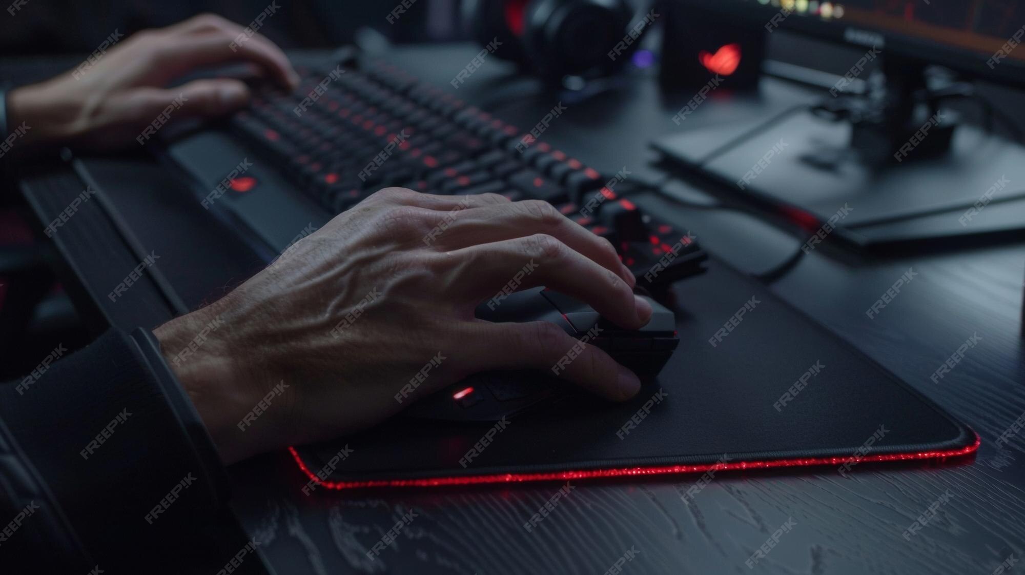 Premium Photo | A closeup of a players hands on his keyboard and mouse ... Premium Photo | A closeup of a players hands on his keyboard and mouse ...