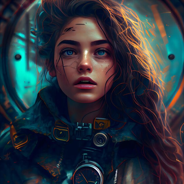 Premium Photo Closeup Portrait Of A Beautiful Steampunk Girl Fantasy