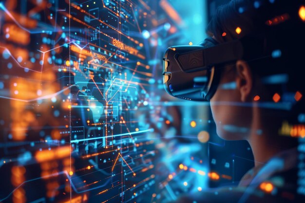 Premium Photo | A closeup of a virtual reality headset projecting 3D ...