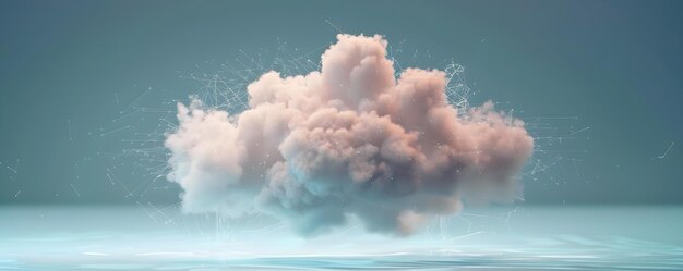 Cloud computing concept portrayed with data points merging into a floating cloud Concept Cloud ...