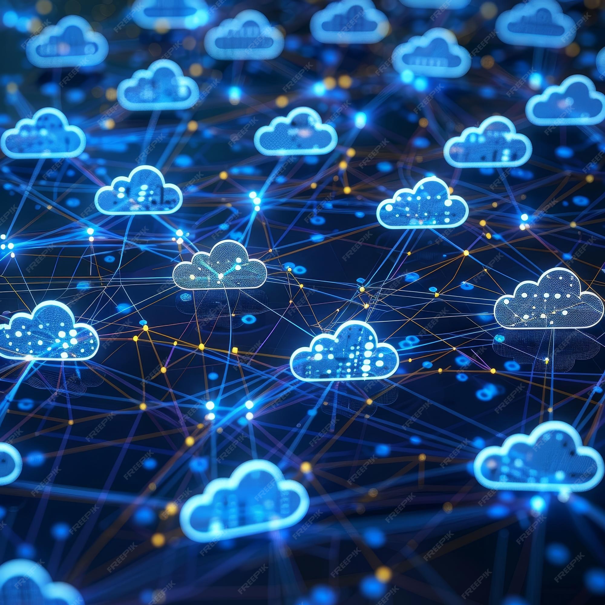 Cloud Computing Connectivity Visualized With Nodes And Data Paths
