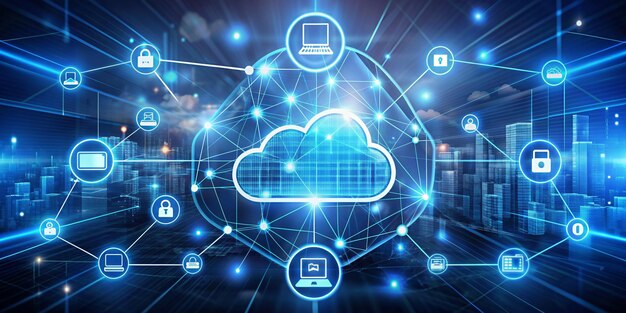 Cloud Computing Diagram Network Data Storage Technology Service On