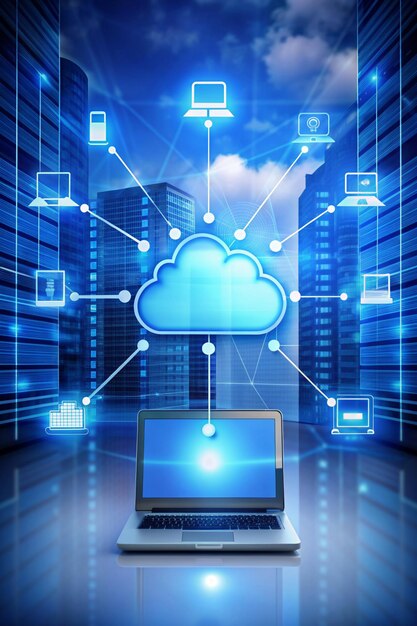 Cloud Computing Diagram Network Data Storage Technology Service On Structure Circuit Computer