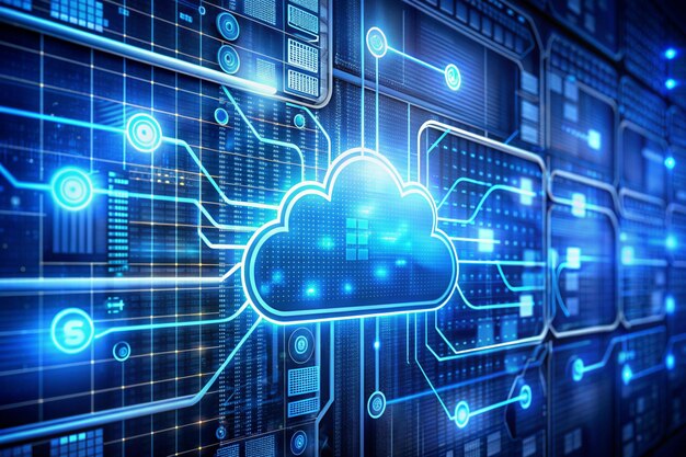 Cloud Computing Diagram Network Data Storage Technology Service On Structure Circuit Computer