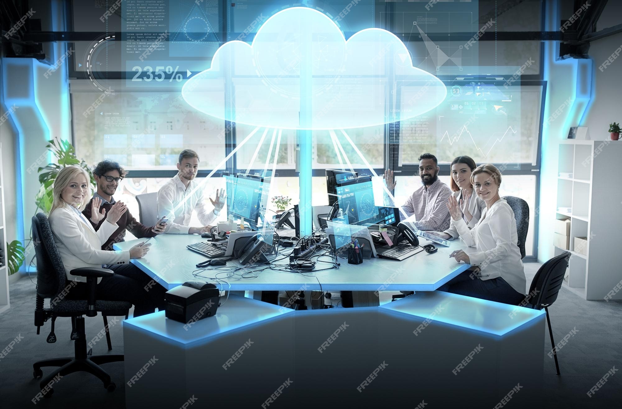 Premium Photo Cloud Computing Future Technology And People Concept