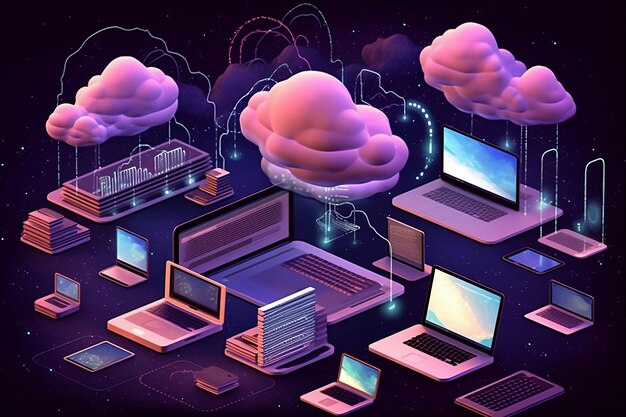 Premium AI Image | cloud computing network Generative AI Premium AI Image | cloud computing network Generative AI