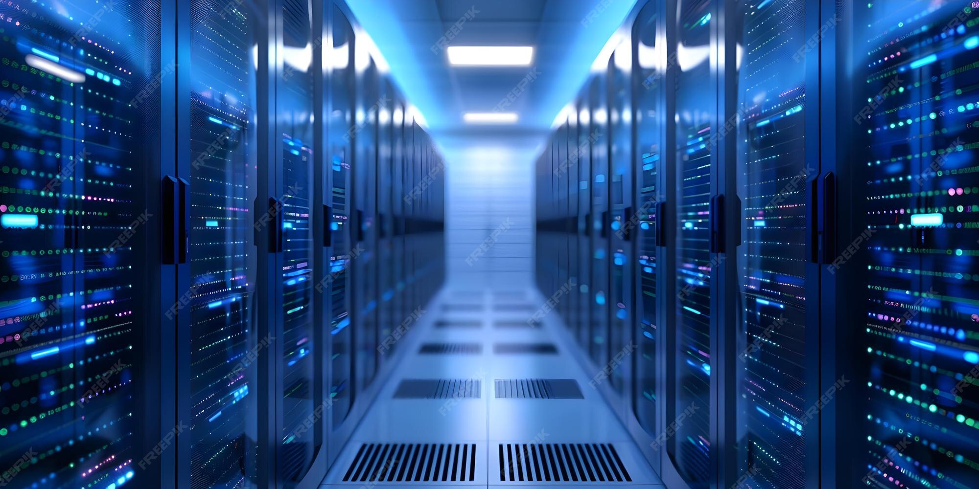 Cloud Computing And Networking Equipment In A Digital Server Room With