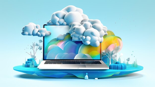 Premium Photo | Cloud Computing Platform with a Laptop use Technology and Cloud Communication ...