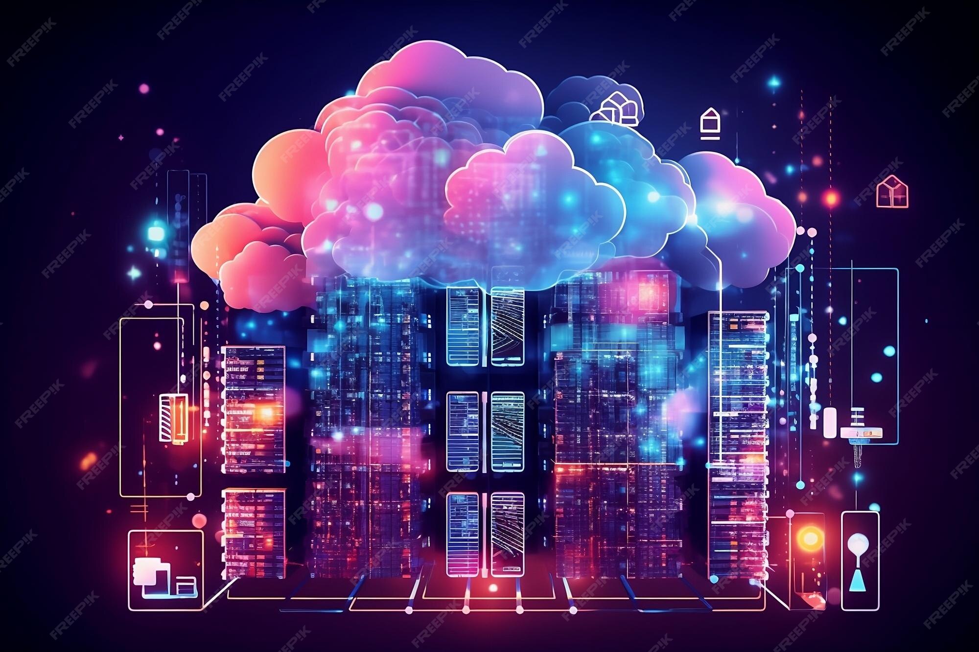 Premium Photo | Cloud computing server system storage unit Network ...