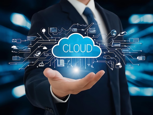 Cloud computing technology concept Businessman hand holding cloud ... Cloud computing technology concept Businessman hand holding cloud ...