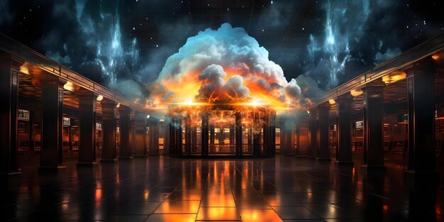 Cloud Security With Visible Firewalls Encryption And Monitoring For Secure Computing Concept