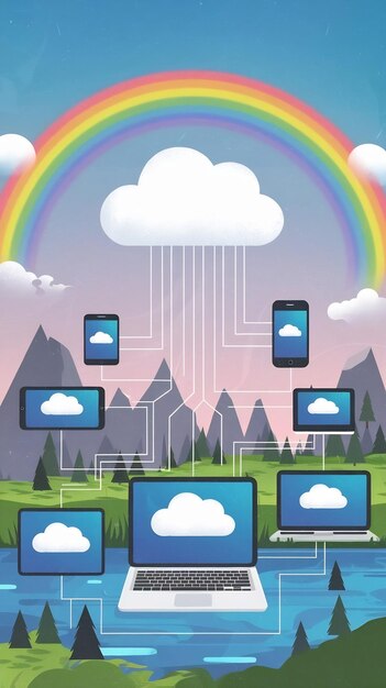Cloud technology cloud computing devices connected | Premium AI ... Cloud technology cloud computing devices connected | Premium AI ...