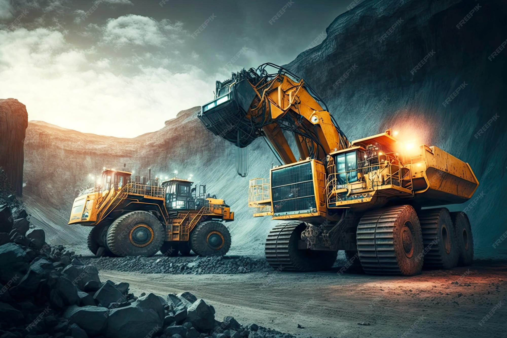 Premium Photo | Coal quarry mining work of excavator and dump trucks at ... Premium Photo | Coal quarry mining work of excavator and dump trucks at ...