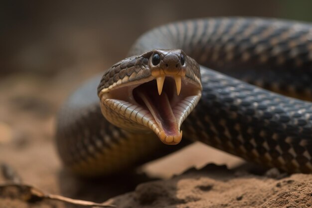 Premium AI Image | Cobra rising up and hissin Premium AI Image | Cobra rising up and hissin
