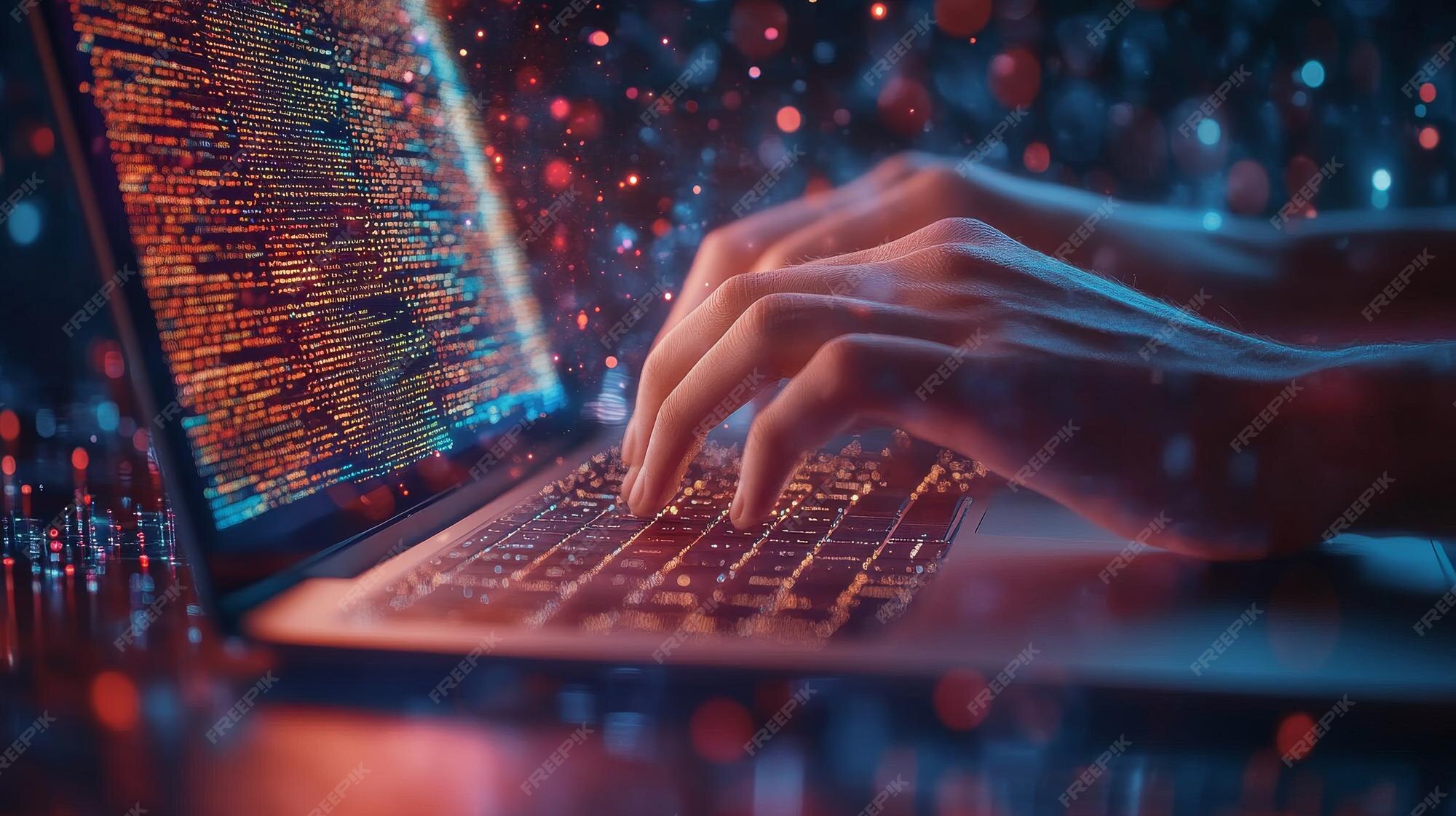 Code snippets representing data extraction transformation and loading ETL processes are typed on ...