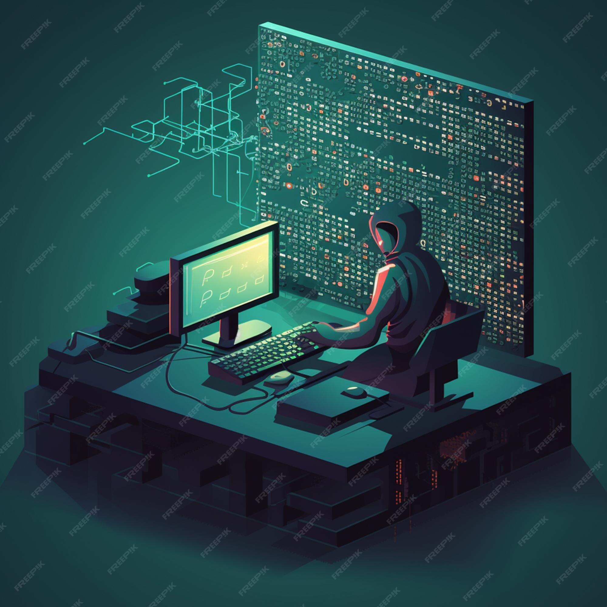 Premium AI Image | coder hacker computer programmer