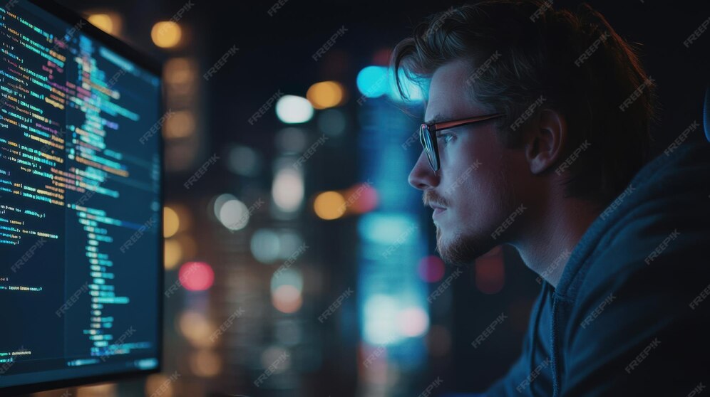 A coder using version control with commit history branches and ...