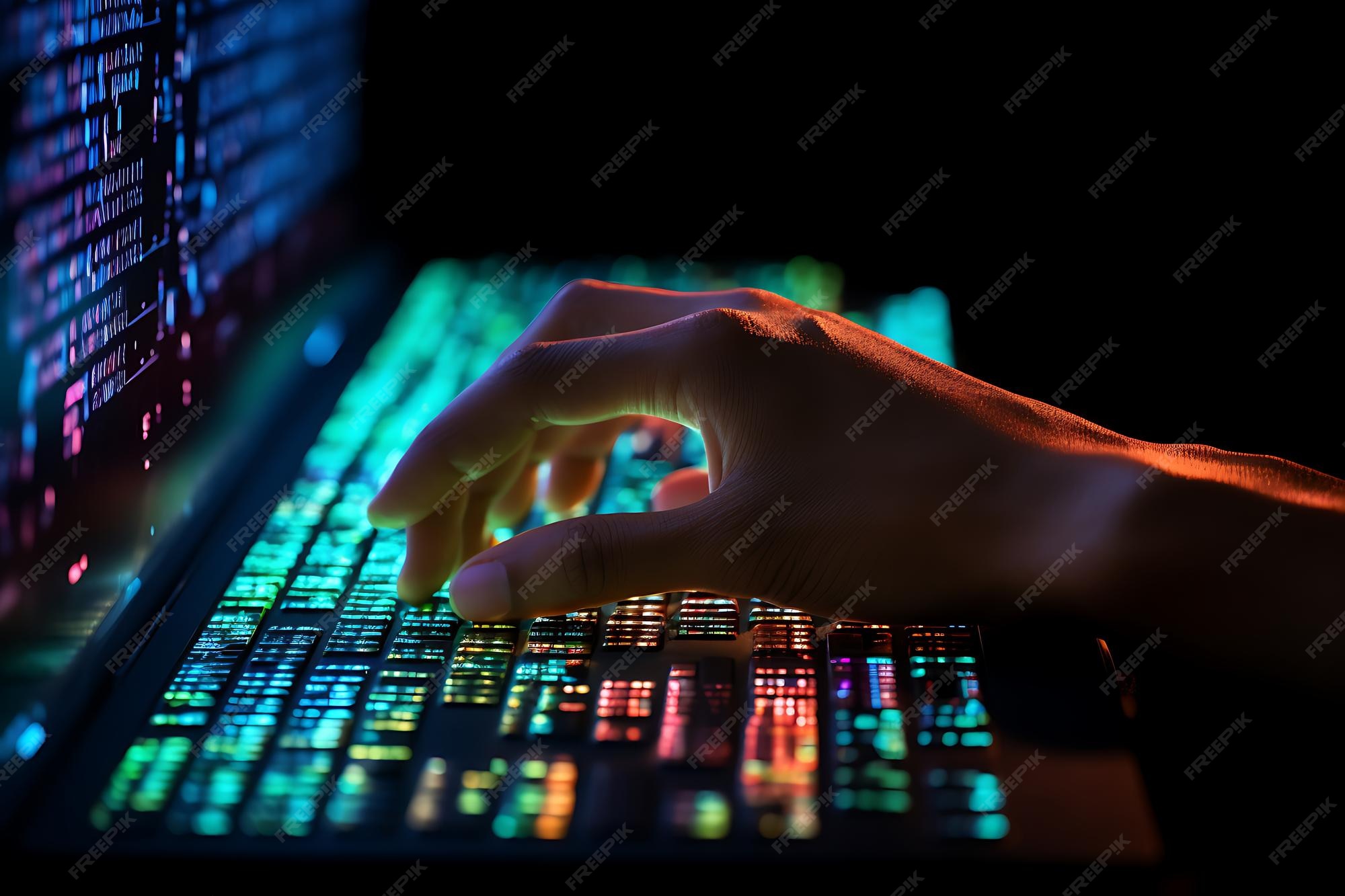 Premium Photo | Coding at computer hands typing on keyboard computer screen with code language