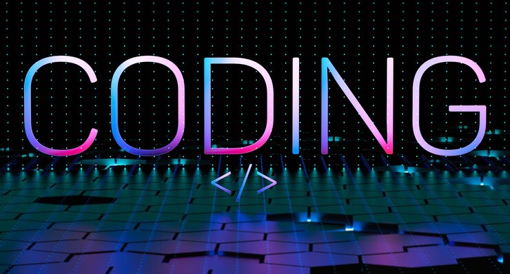 Premium Photo | Coding concept Word coding with neon illuminated ...