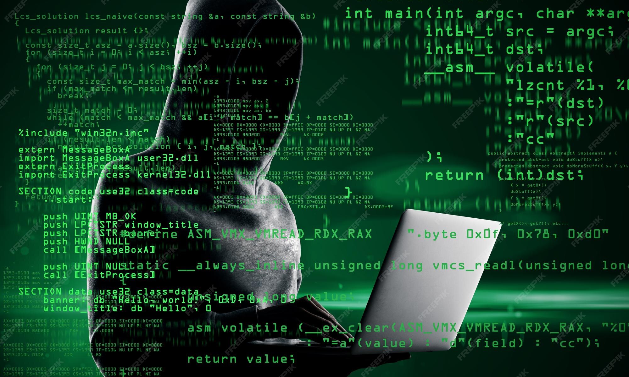 Premium Photo Coding And Hacking Concept Hacker With Laptop And