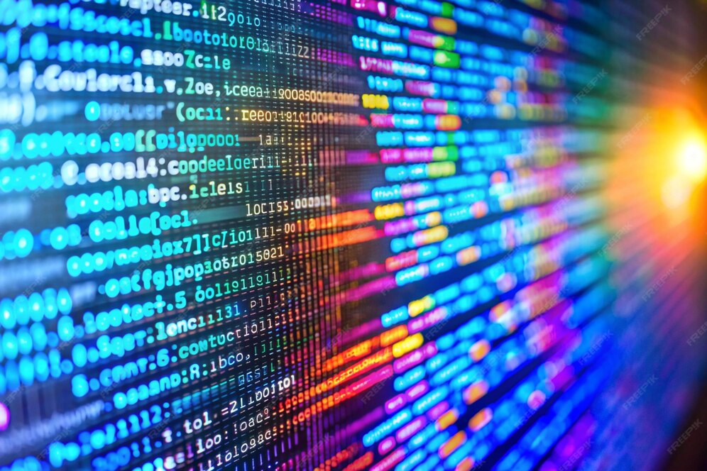 Coding programming source code screen Colorful abstract data display ...