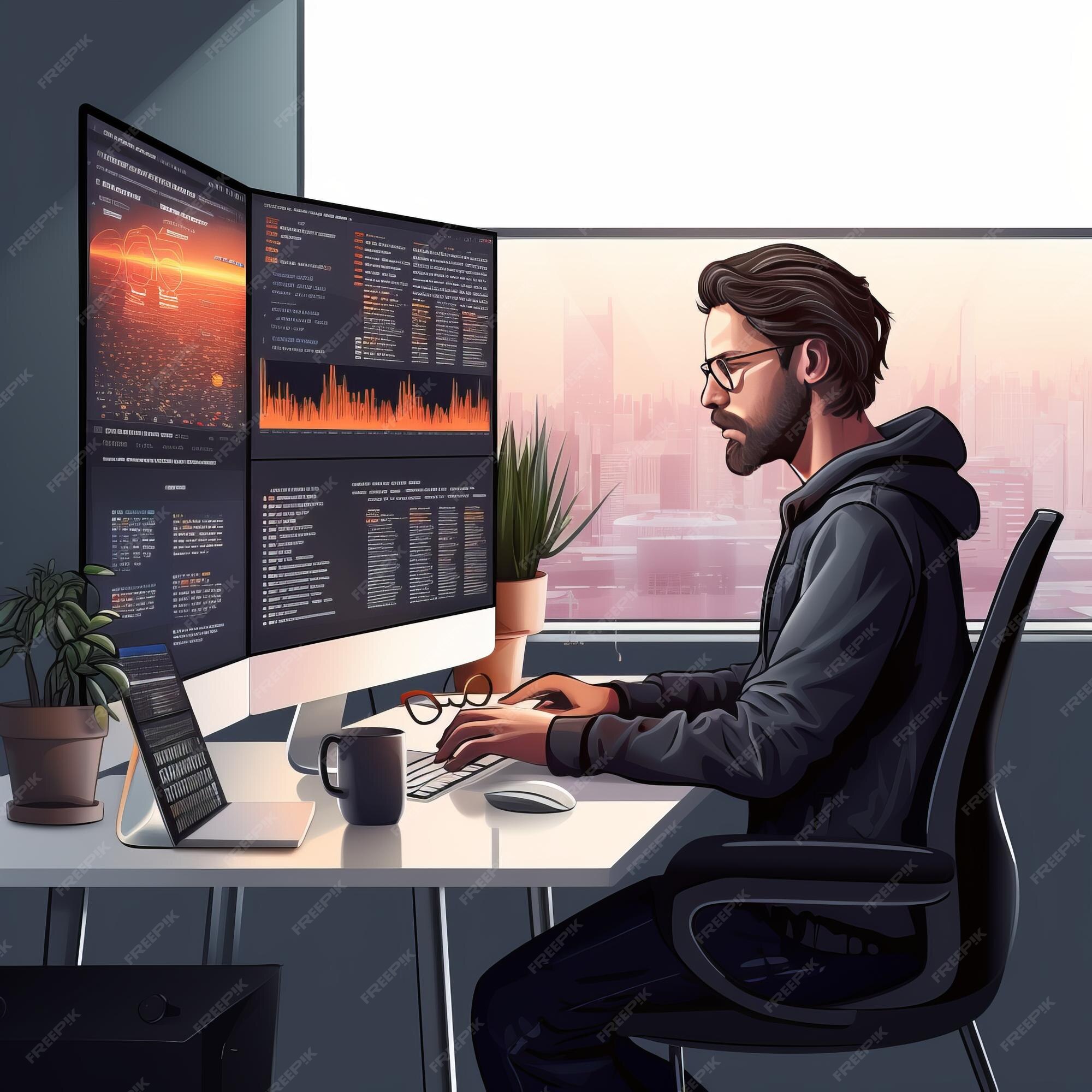 Premium AI Image | Coding Realism Immersive Photo of Developer on Mac ...