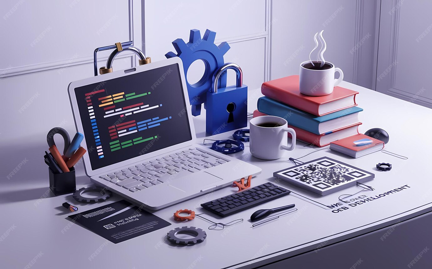 Premium Photo | Coding Universe 3D Programming Desktop Computer Screen for Development Project